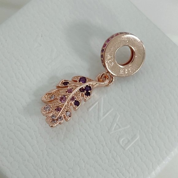 Pandora | Jewelry | Pandora Rose Gold Pav Oak Leaf Dangle Charm | Poshmark